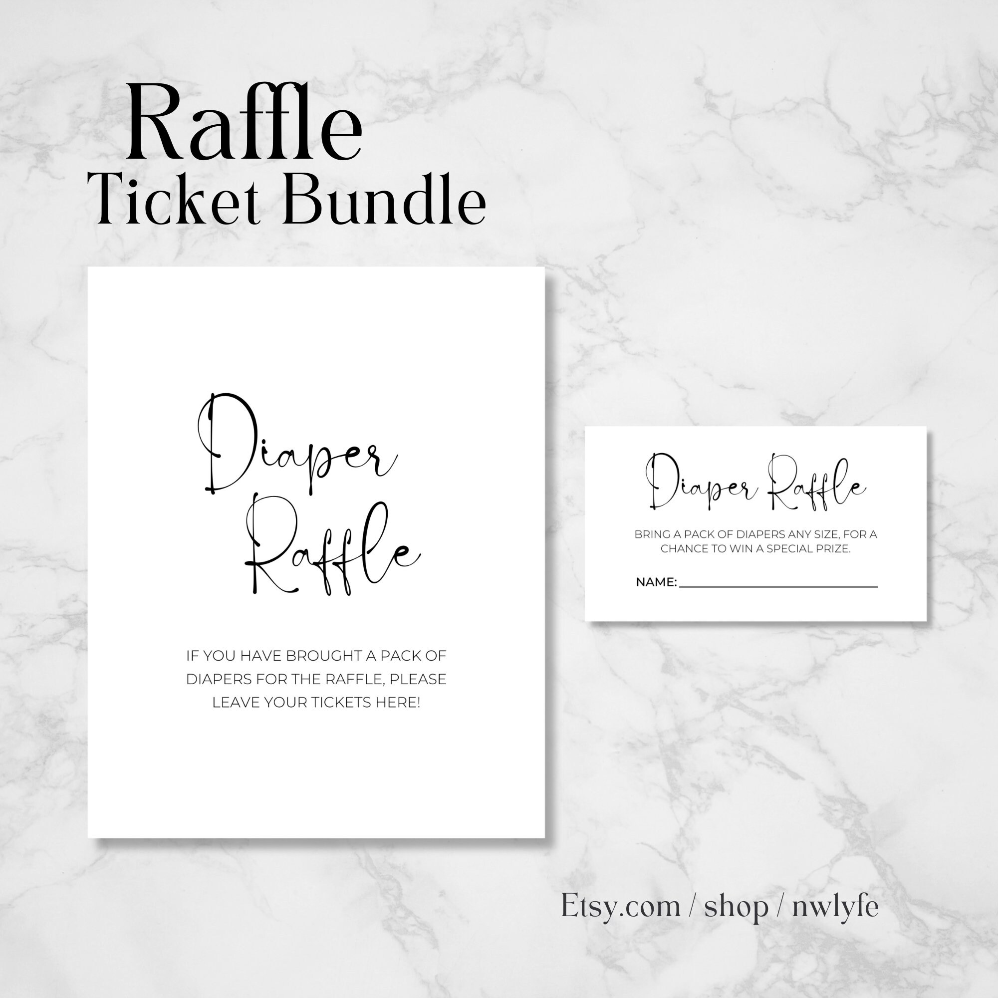 Printable Diaper Raffle Ticket and Sign Template (digital Download) - Etsy