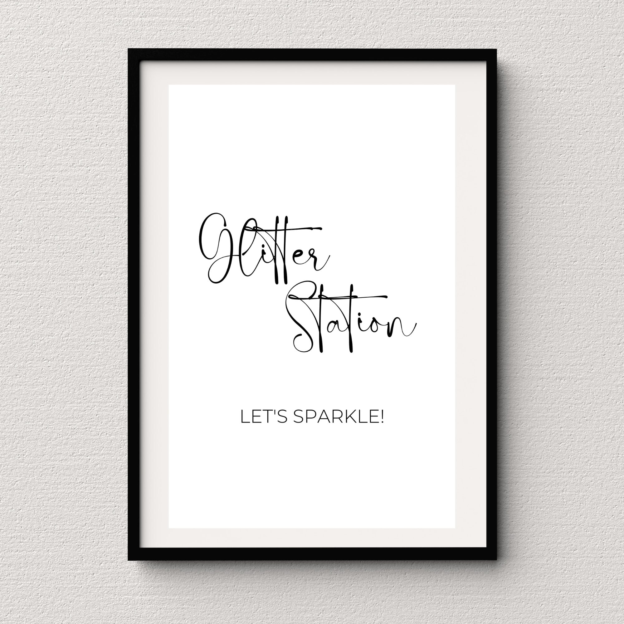 PRINTABLE Glitter Station Poster, 8 X 10 Digital Download, Table Sign, Black and White ...