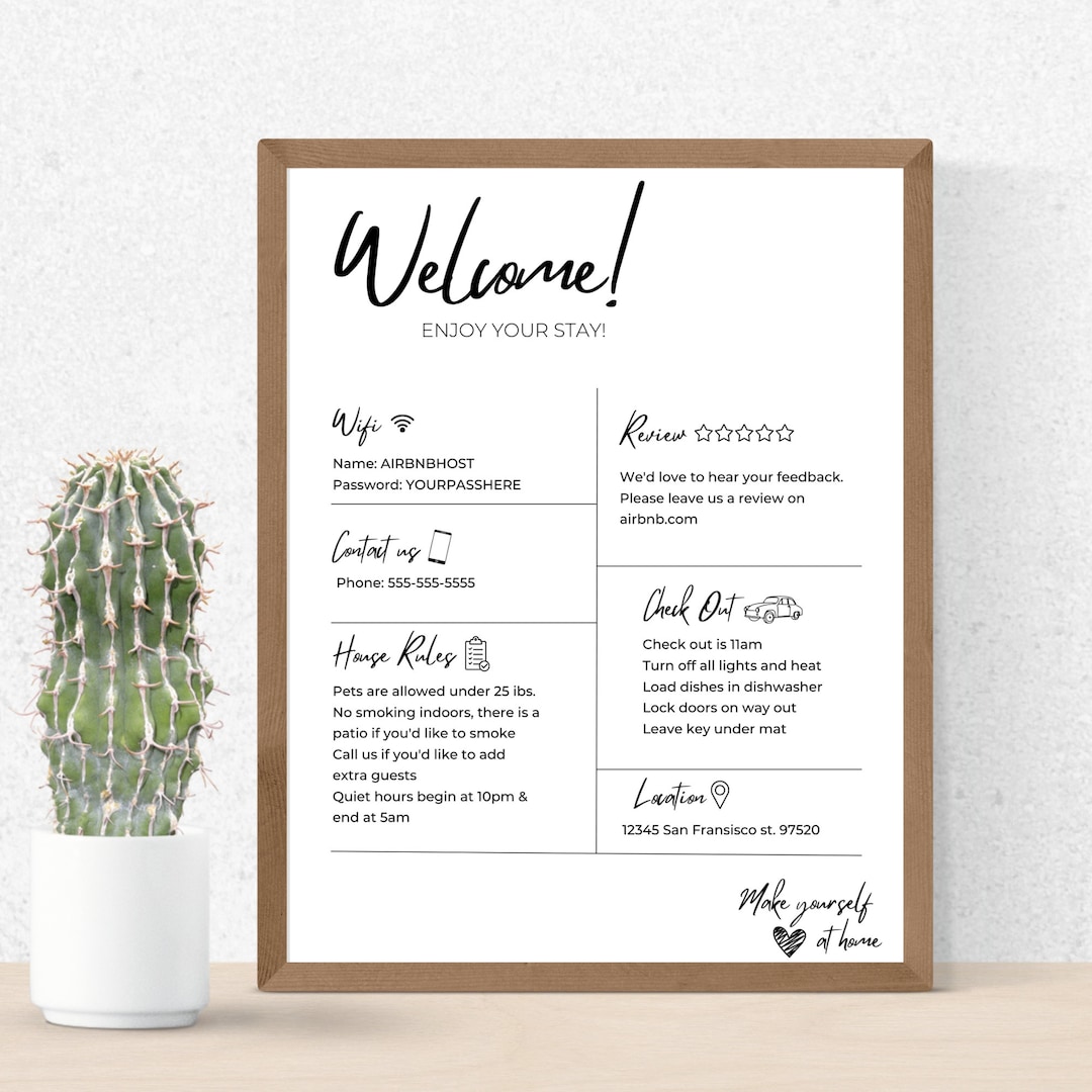 Editable Airbnb Welcome Guide Template (digital Download) - Etsy