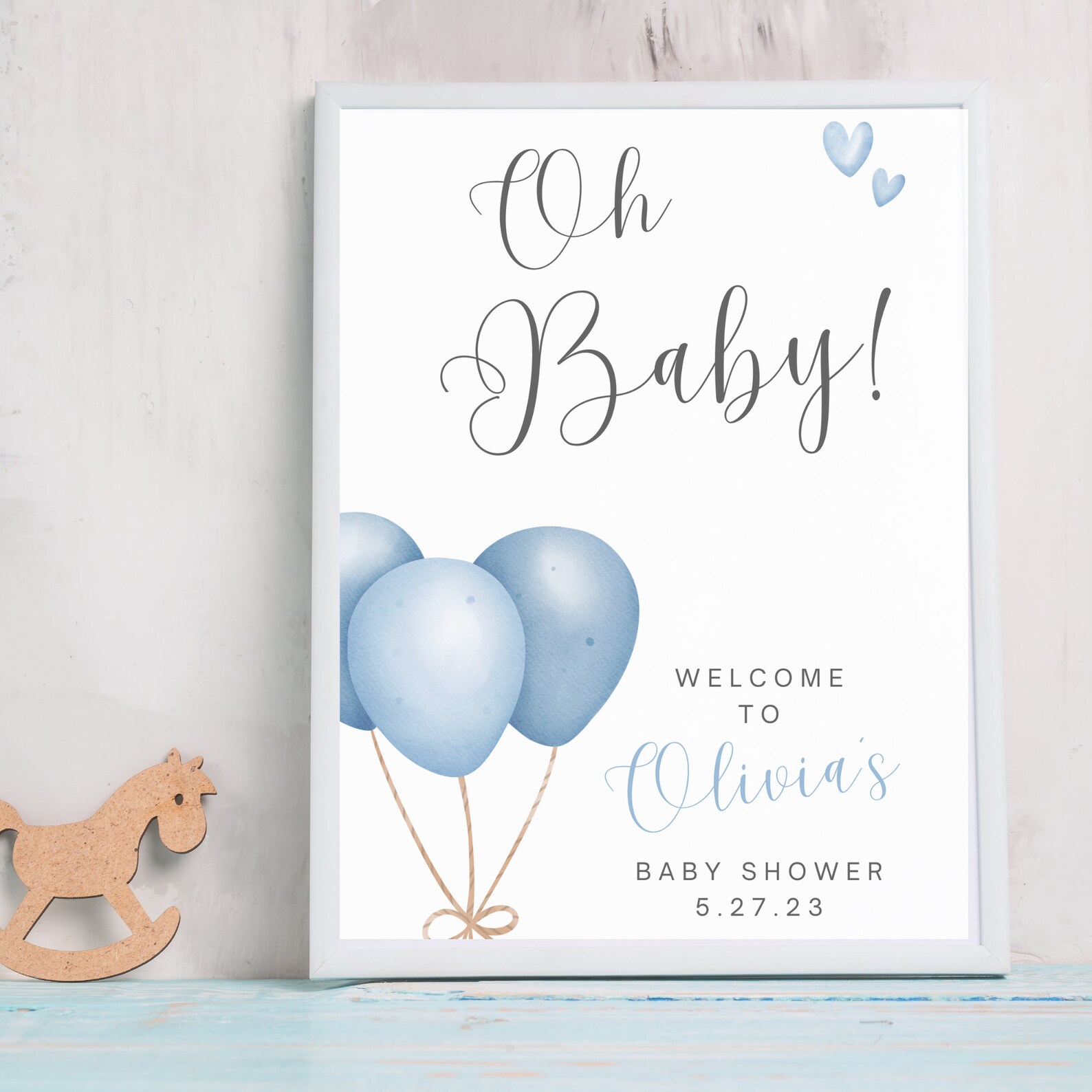 Editable Blue Stork Welcome Sign, Nautical Under the Sea Baby Shower - Etsy