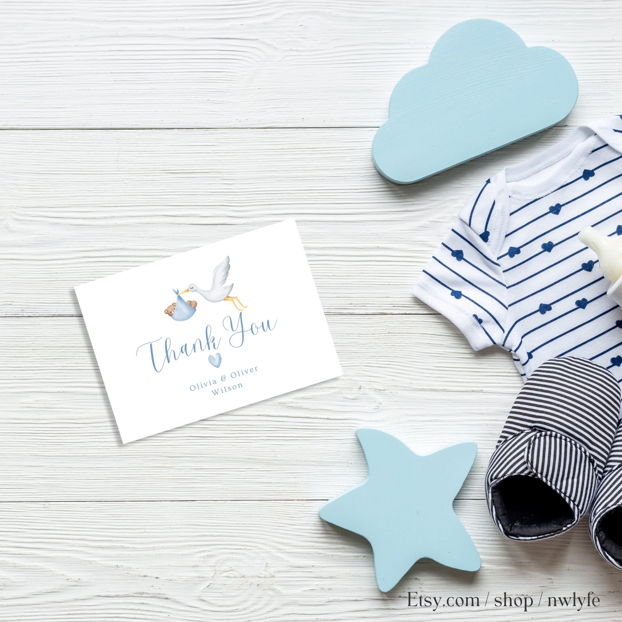 Stork Baby Shower Bundle Templates Stork Baby Shower Blue - Etsy