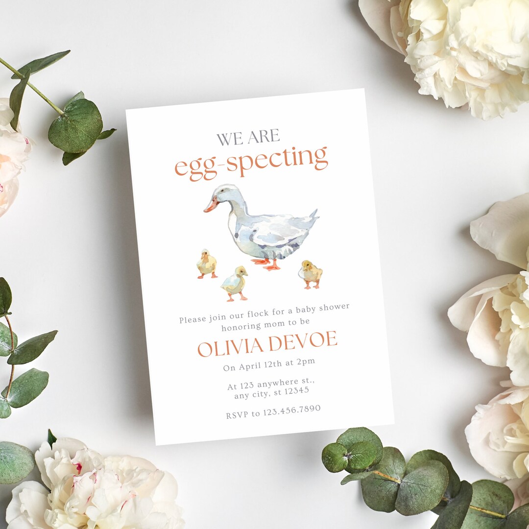 Duck Invite, Editable Template, Duck and Ducklings Stationary - Etsy
