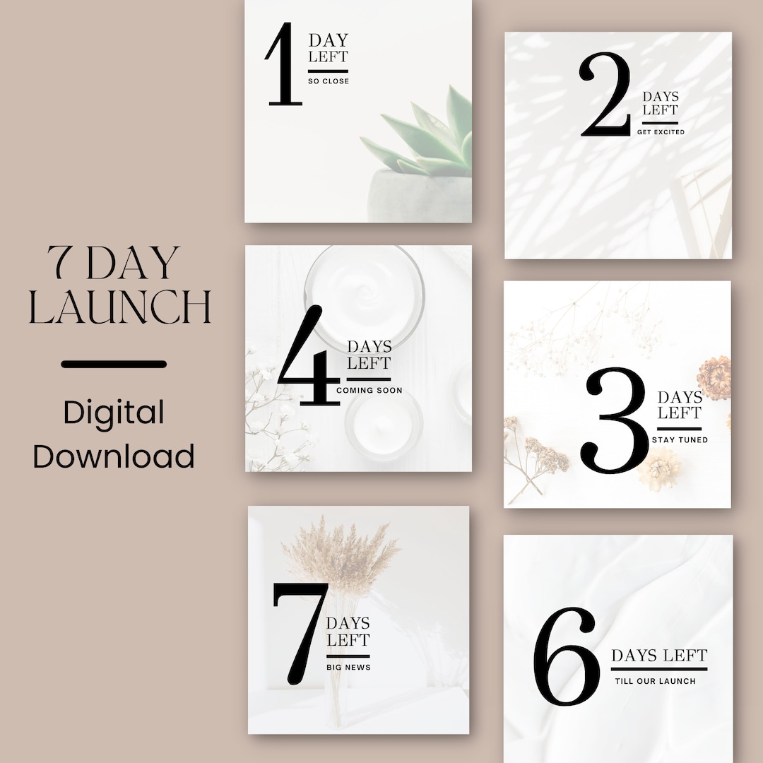Editable 7 Day Launch Instagram Posts, Minimalist Template, Countdown ...
