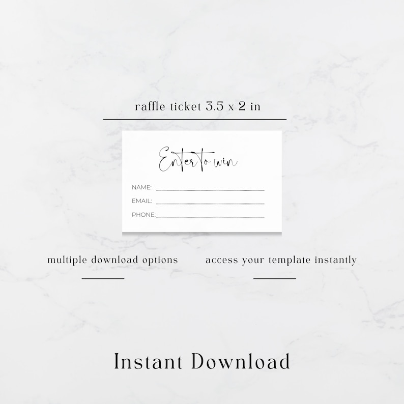 PRINTABLE Raffle Ticket Template, Enter to Win Giveaway, Printable ...