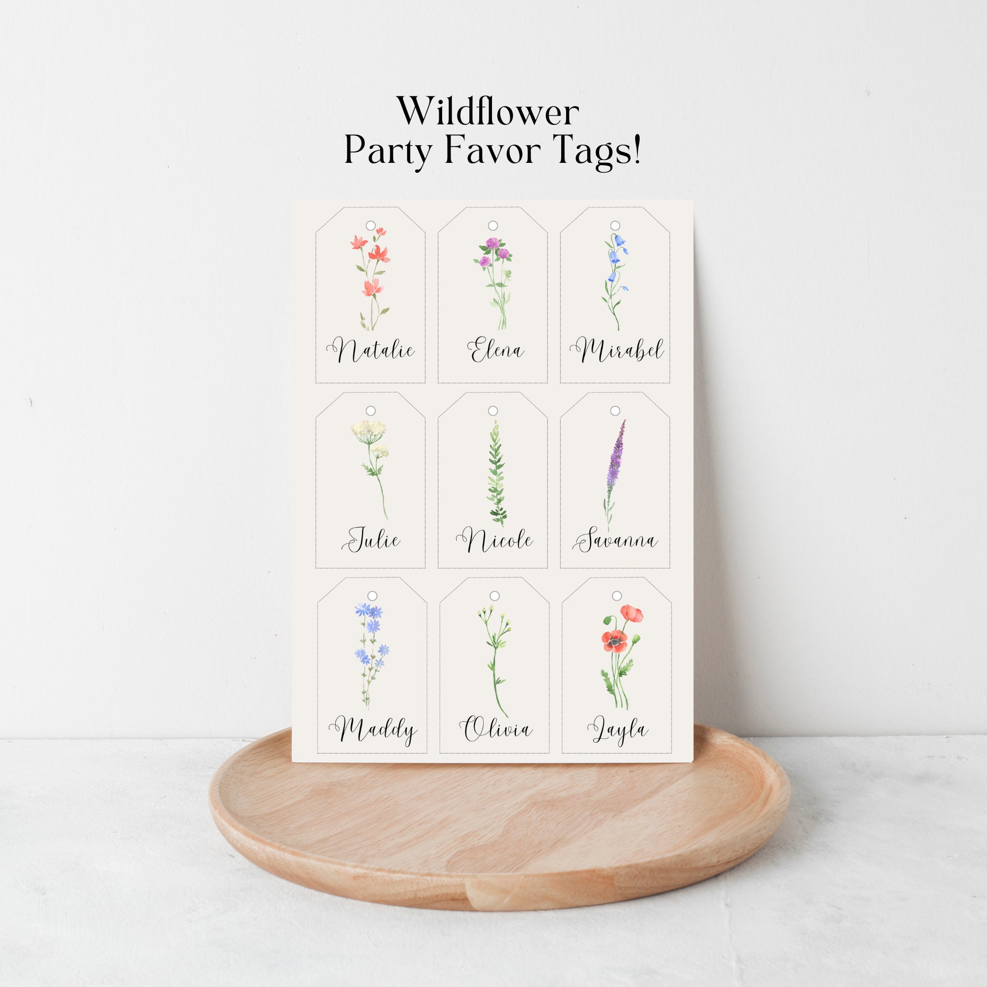 EDITABLE Wildflower Party Favor Tags, Digital Download, Printable Tags ...