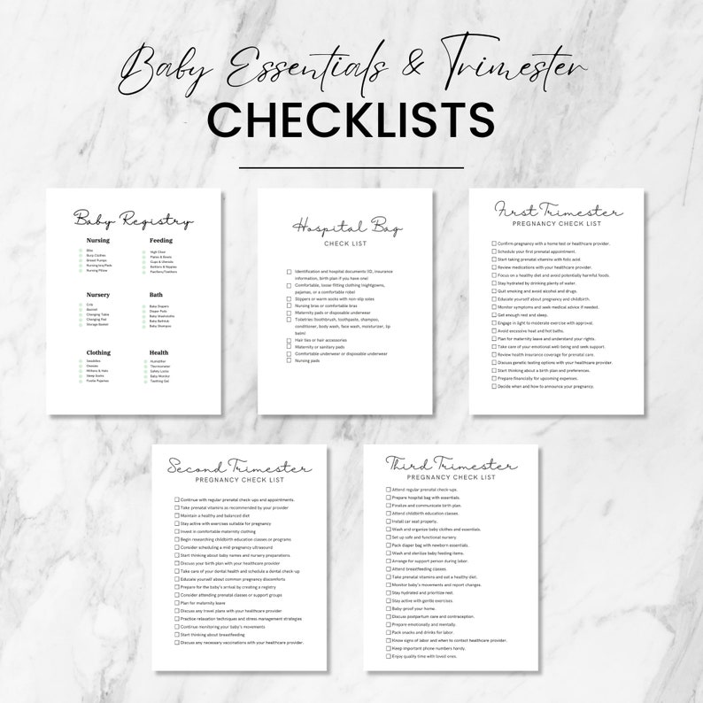 Pregnancy Checklists Bundle Printable, Pregnancy to Do Lists PDF ...