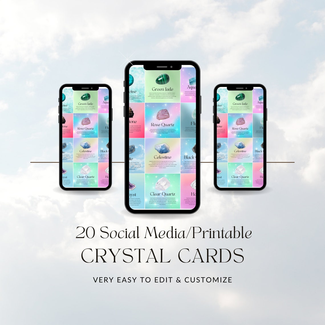 Editable Crystal Meaning Cards, Printable Gemstone Cards, Healing Stone ...