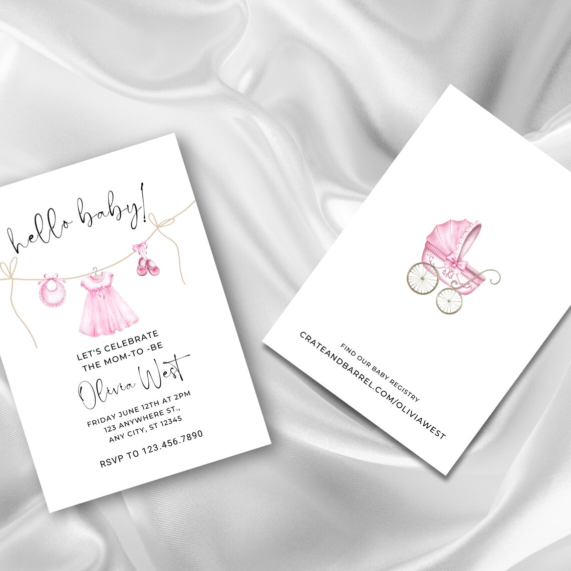 Editable Pink Boho Baby Girl Clothesline Baby Shower - Etsy