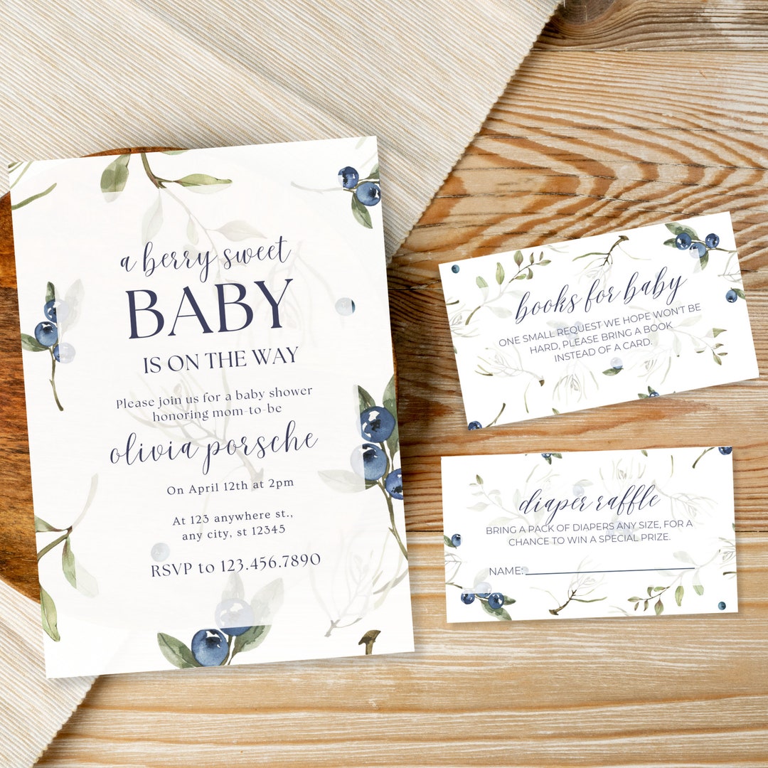 Blueberry Invitation, Berry Sweet Baby on the Way, Blue Berry Baby ...