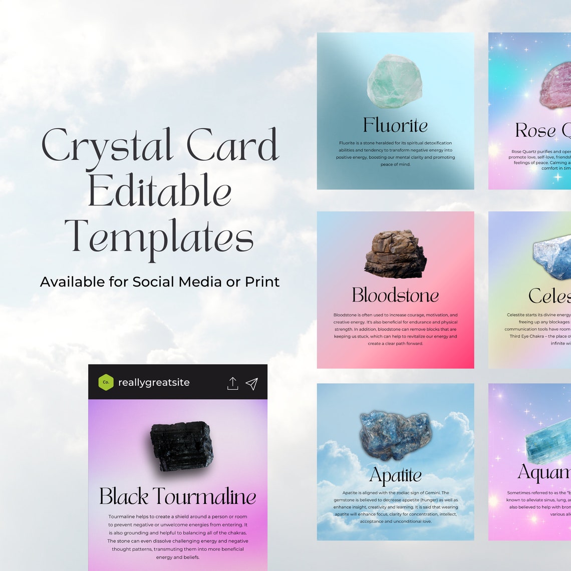 Editable Crystal Meaning Cards, Printable Gemstone Cards, Healing Stone ...
