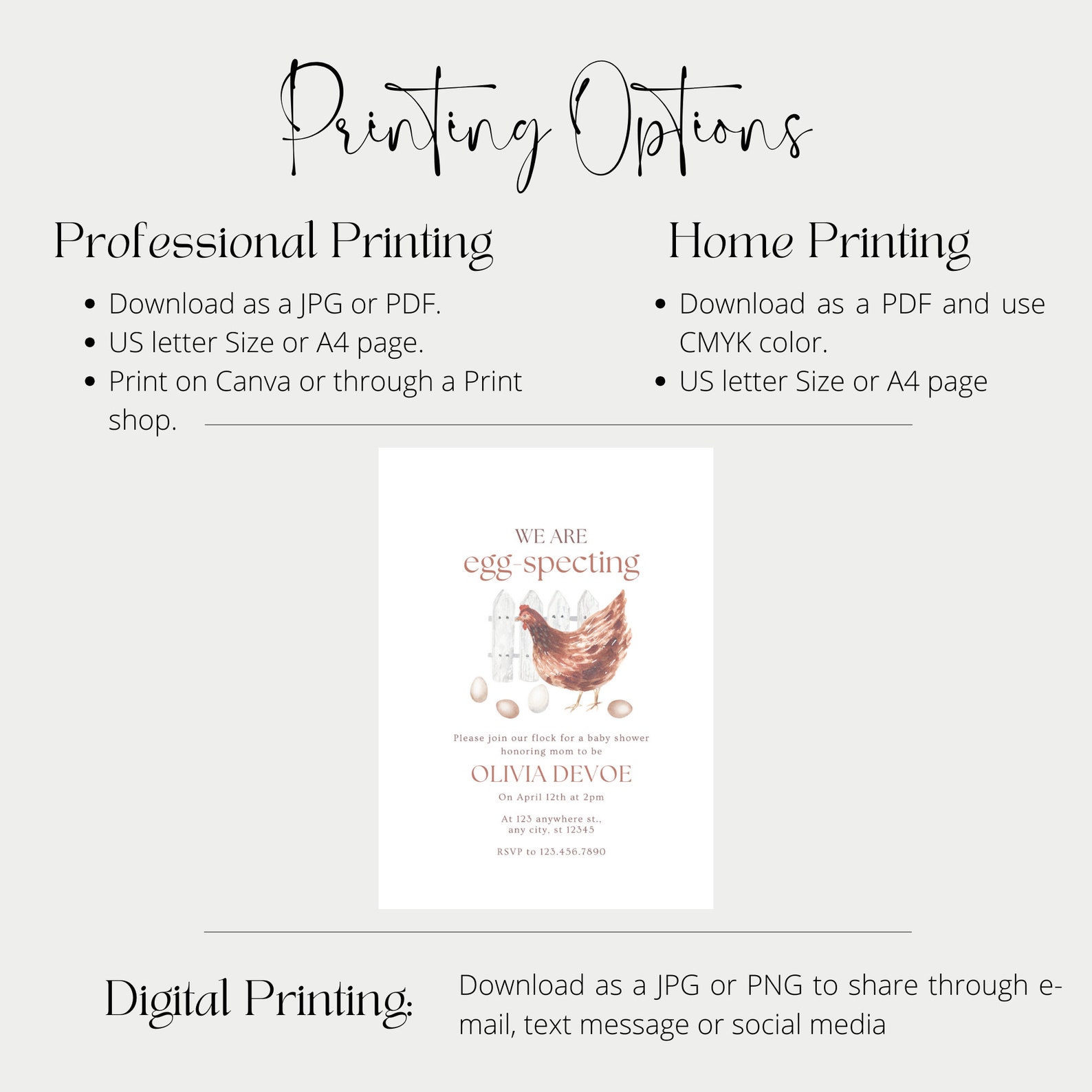 Chicken Invitation, Editable Template, Chickens and Eggs, Farm ...