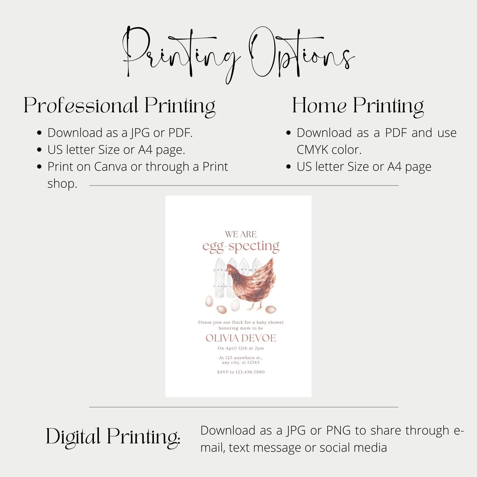 Chicken Invitation, Editable Template, Chickens and Eggs, Farm ...