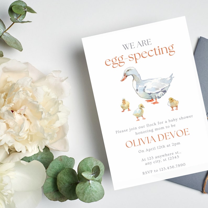 Duck Invite, Editable Template, Duck and Ducklings Stationary - Etsy