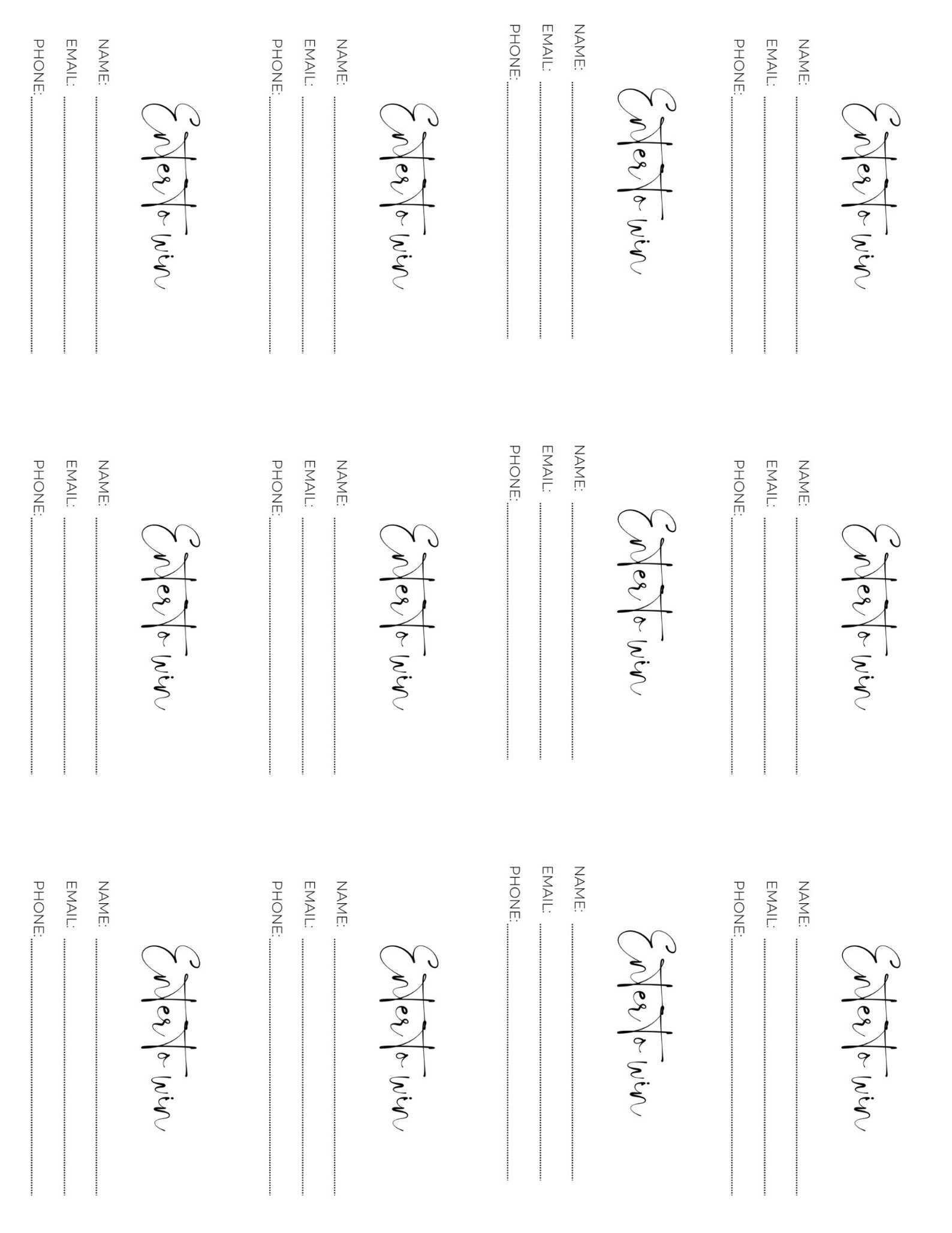 PRINTABLE Raffle Ticket Template, Enter to Win Giveaway, Personalized ...