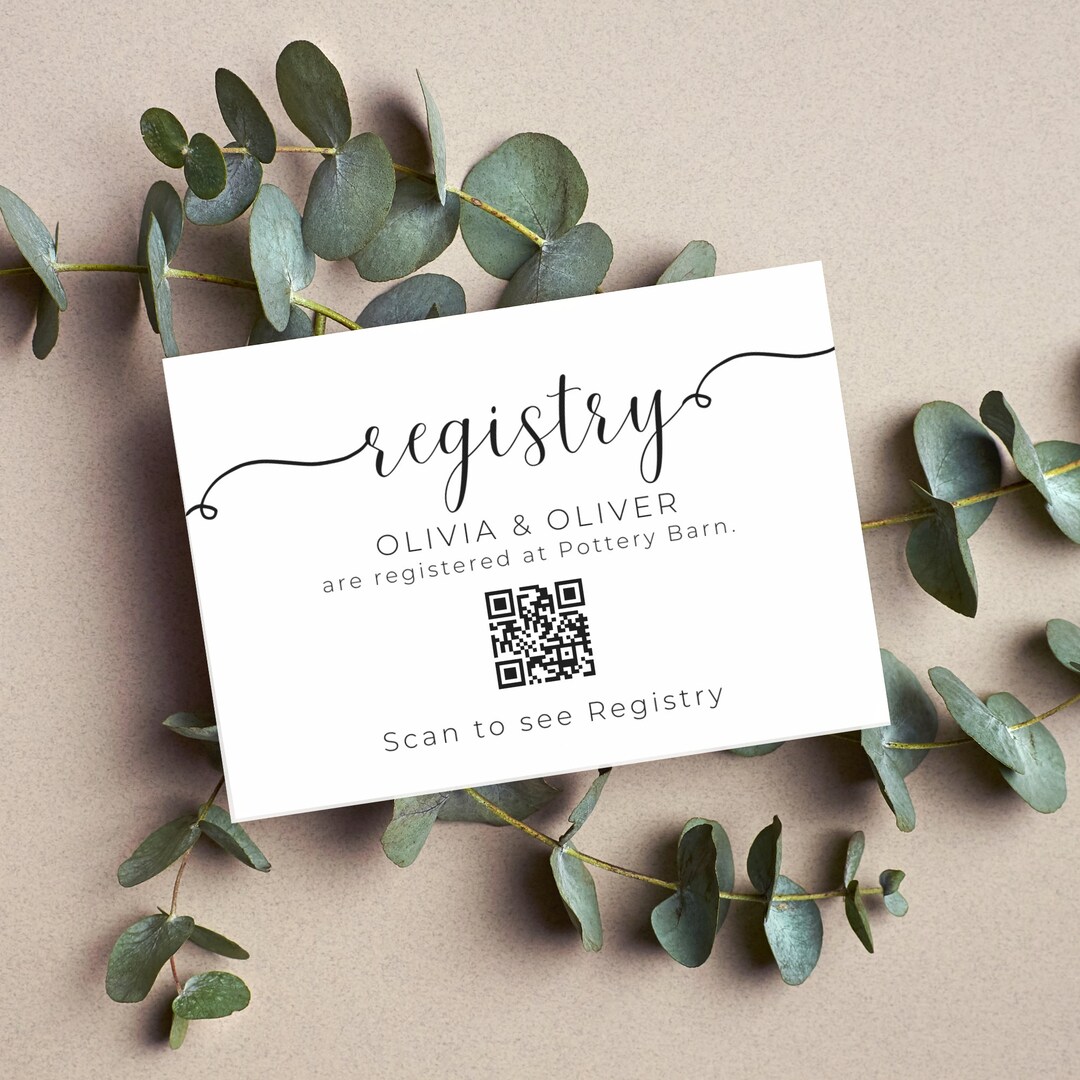 EDITABLE QR Code Registry Card, Digital Download, Printable Invites ...