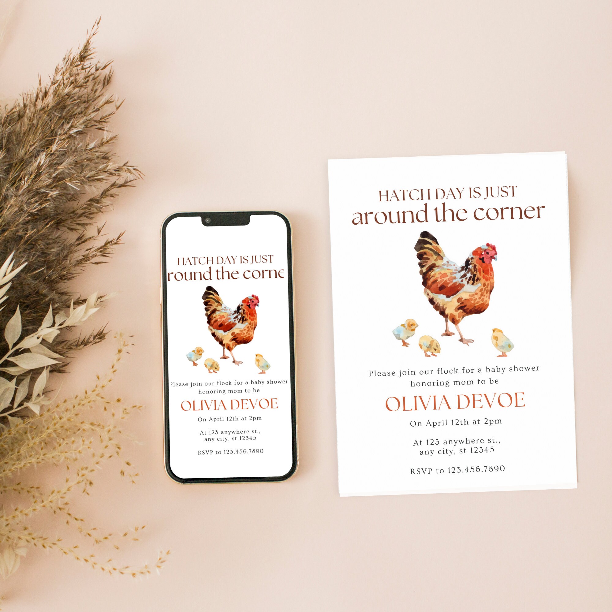 Chicken Invite, Editable Template, Chicken and Chicks, Ranch Stationary ...