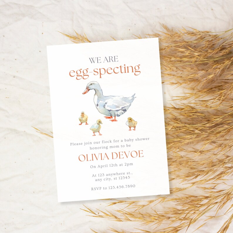 Duck Invite, Editable Template, Duck and Ducklings Stationary - Etsy