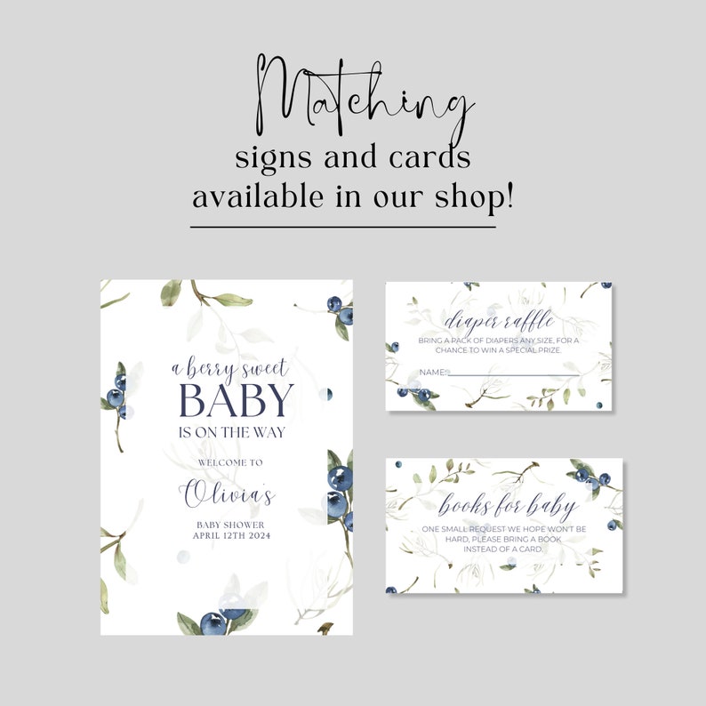 Blueberry Baby Shower Thank You Card, Printable Digital Download Berry ...