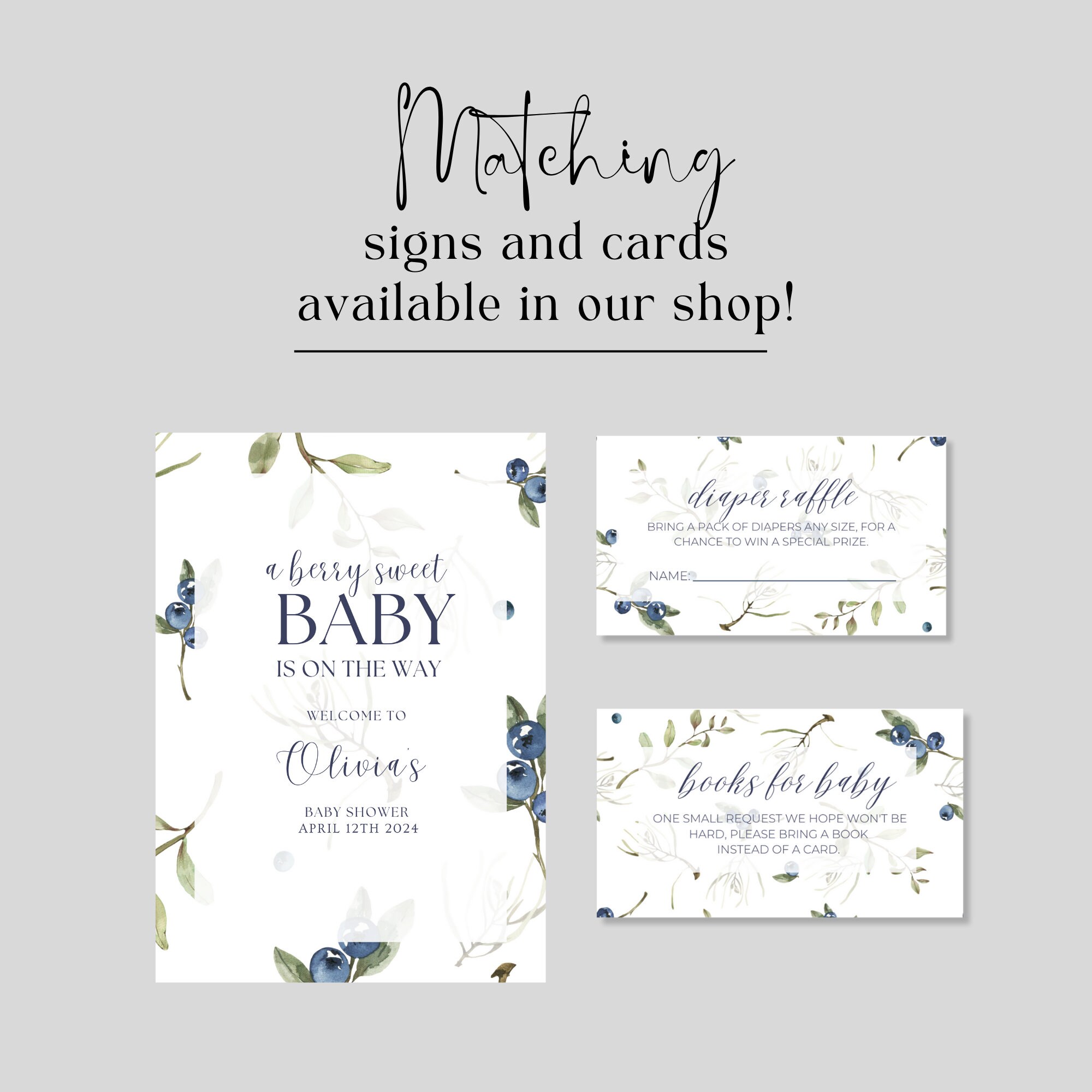 Blueberry Baby Shower Thank You Card, Printable Digital Download Berry ...