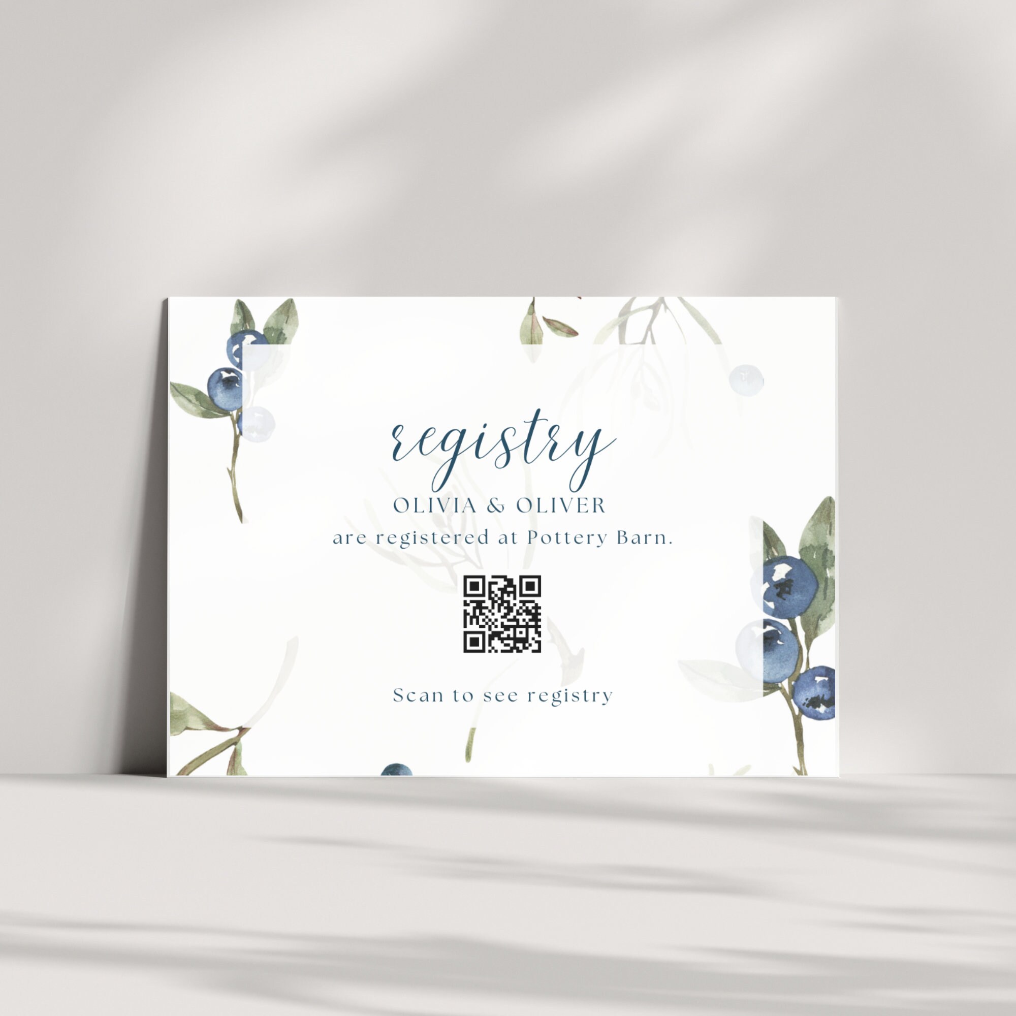 Blueberry Registry, Editable Registry Template, Blueberries Insert Card ...