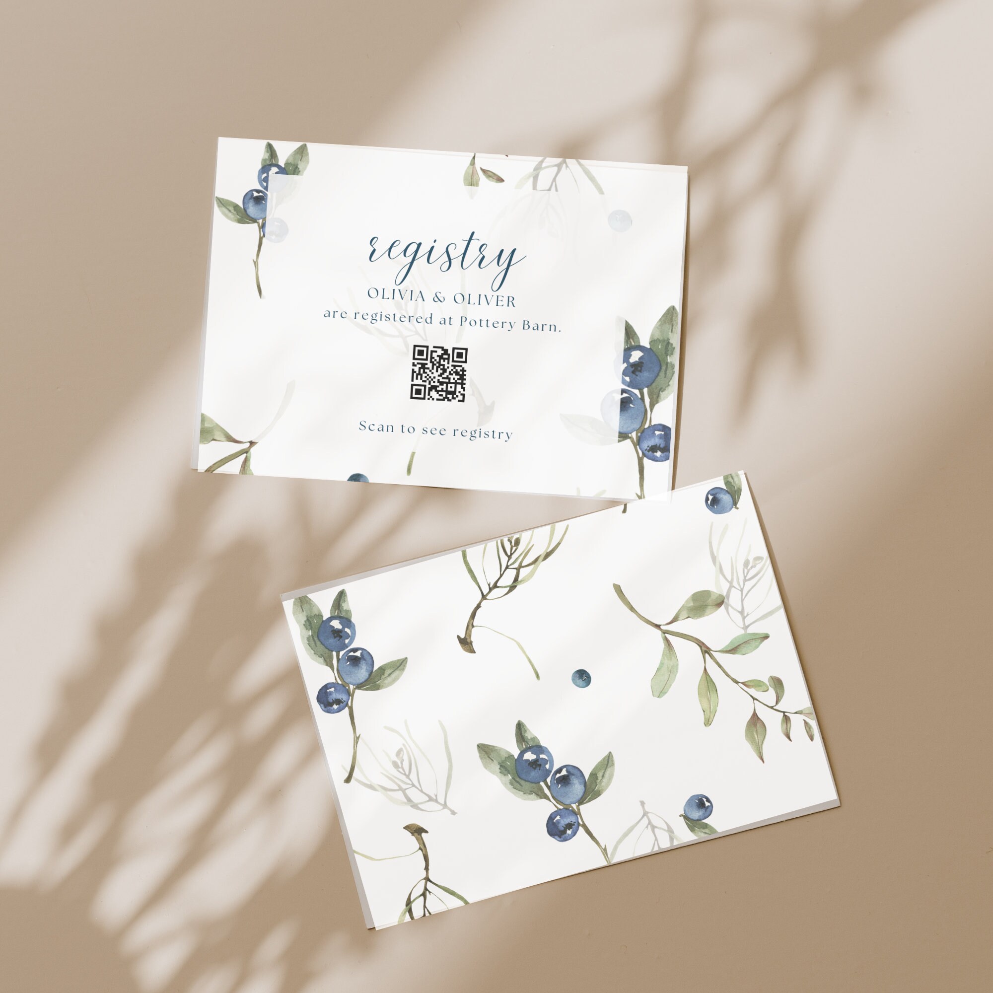 Blueberry Registry, Editable Registry Template, Blueberries Insert Card ...