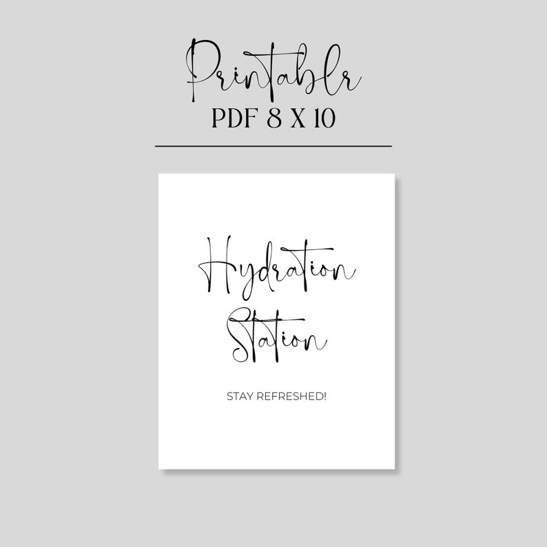 PRINTABLE Hydration Station Sign, Water Station Poster, Baby Shower ...