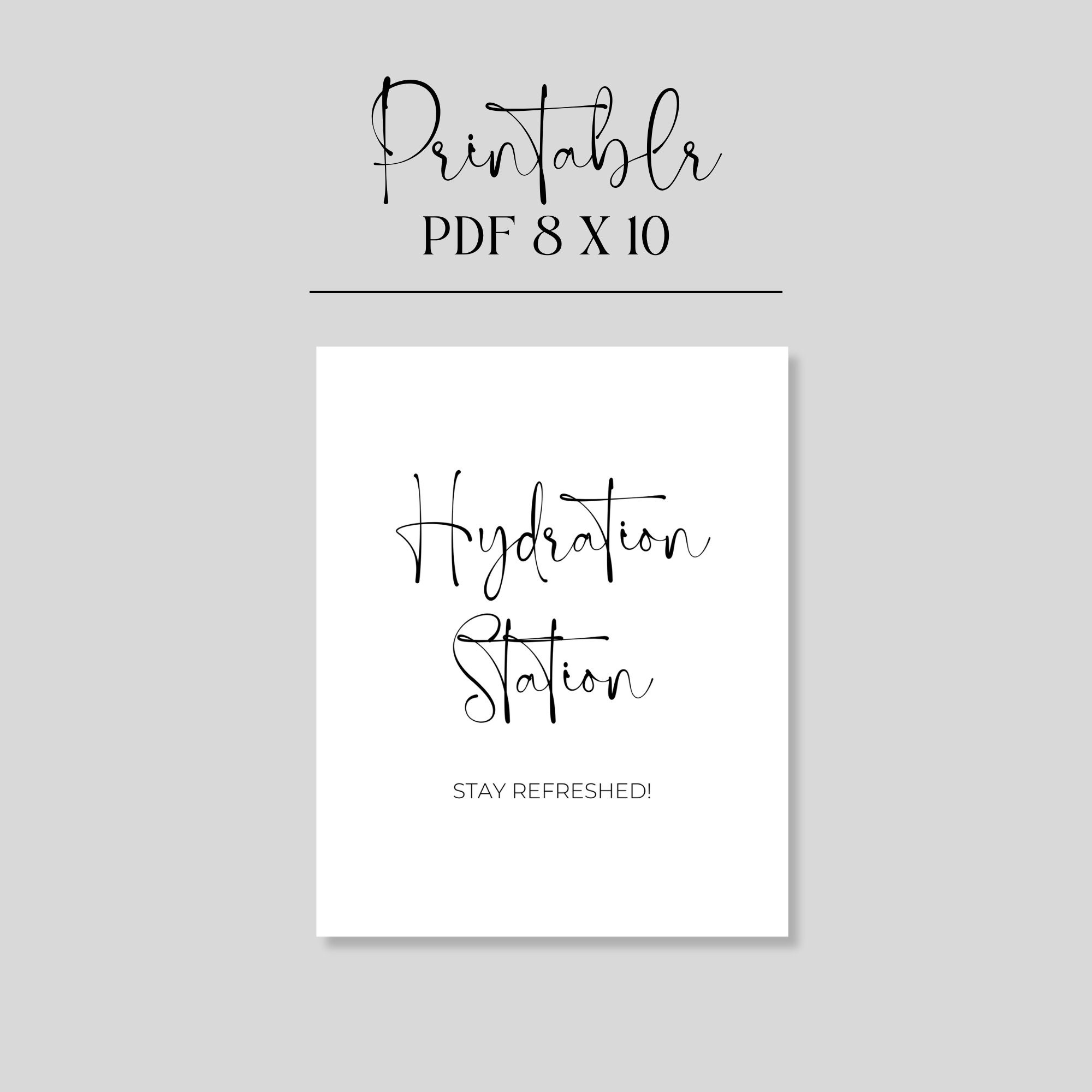 PRINTABLE Hydration Station Sign, Water Station Poster, Baby Shower ...