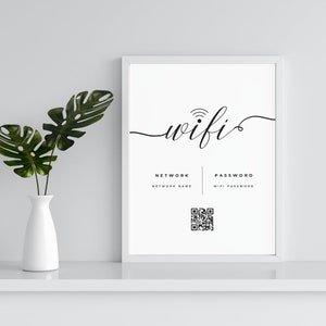 WIFI QR Code Sign, Printable Wifi Sign, Wifi Password Sign, Editable ...