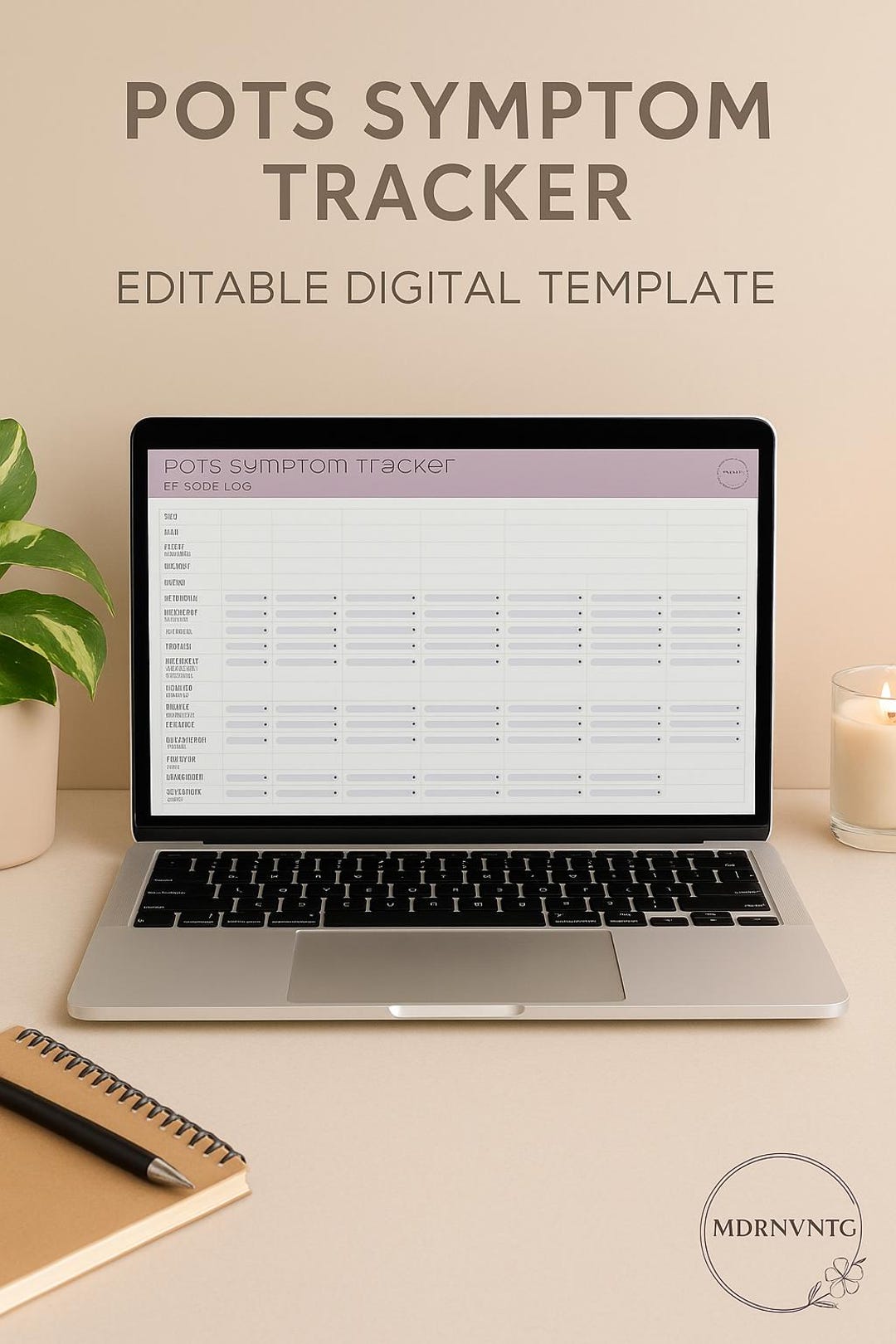 POTS Symptom Tracker & Episode Log | Editable Google Sheets + Printable ...