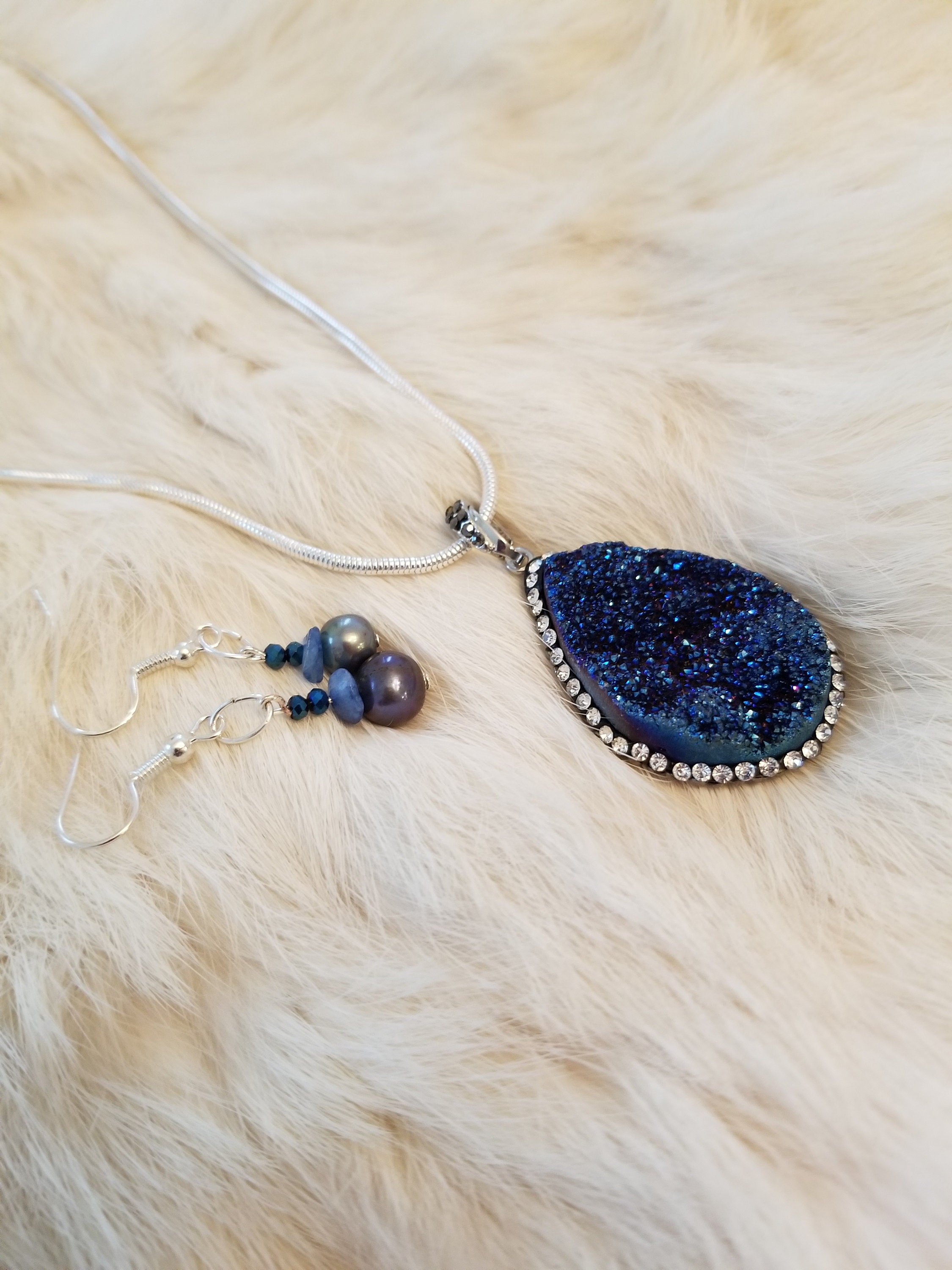 Navy Blue Necklace Set - Etsy