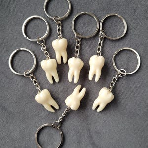 Tooth Key Ring Glow in the Dark Fake Teeth Artificial First Lower Molar ...