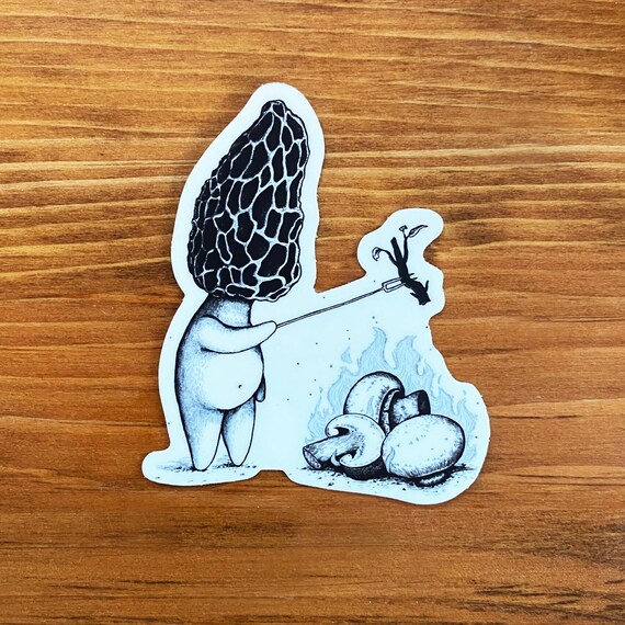 Morel Mushroom Sticker Hand Drawn Sticker Vinyl Sticker | Etsy