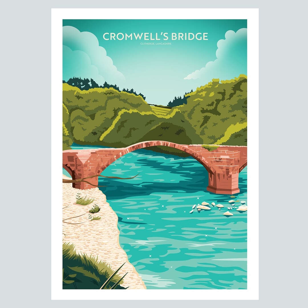 Cromwell's Bridge, Clitheroe, Lancashire Travel Poster Print - Etsy