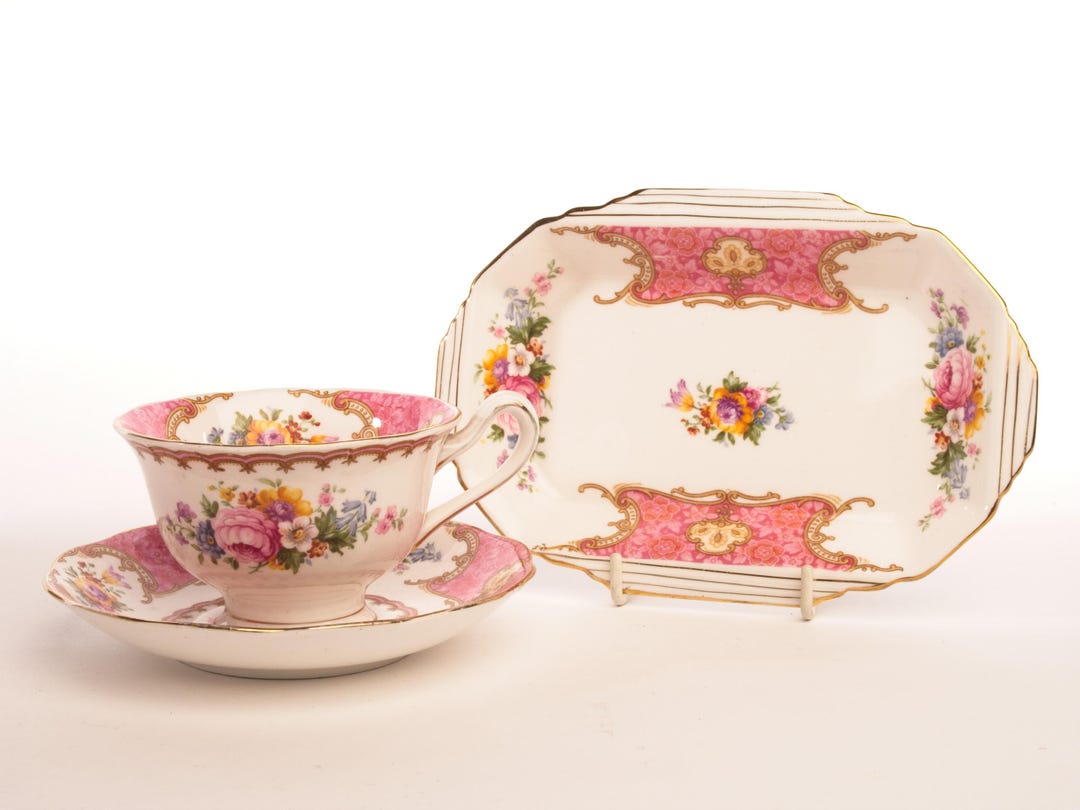 Royal Albert Bone China Lady Carlisle Pattern Teacup, Saucer and Bon ...