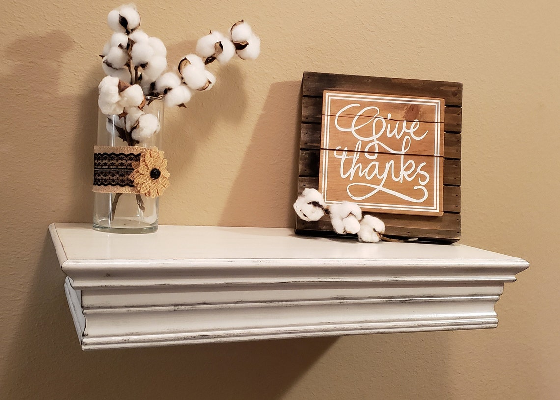 24 Distressed White Concealment Shelf - Etsy