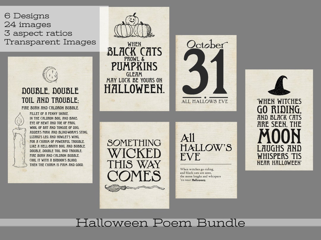 Witchy Halloween Poem Art Print Bundle (digital Download) - Etsy