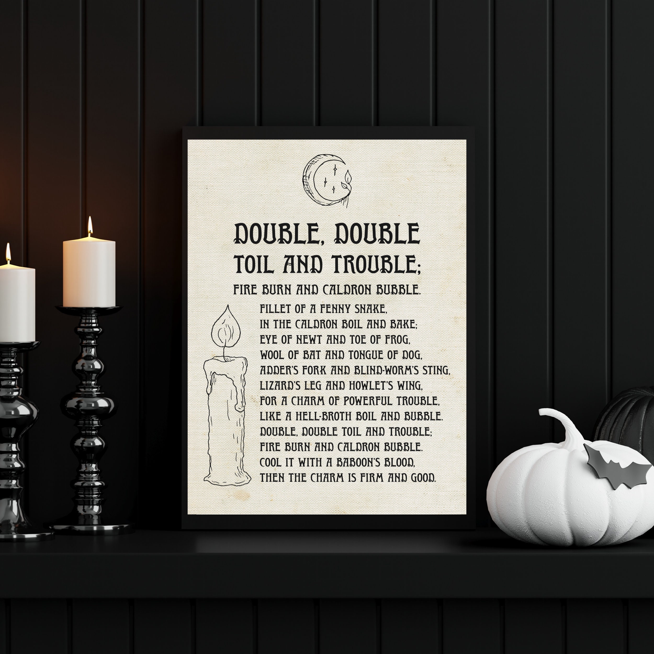 Witchy Poem Halloween Art Poster: Double Double Toil (digital Download ...