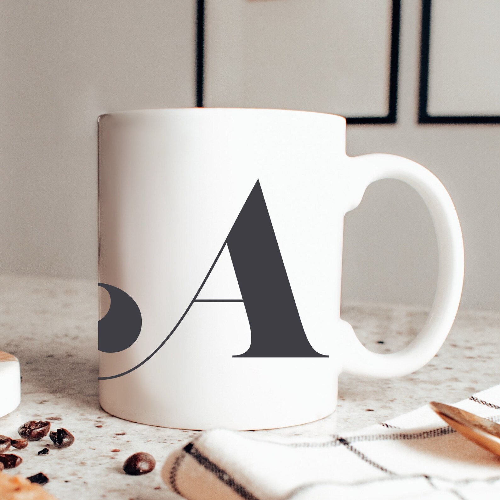 Personalized Initial Coffee Mug, Lust Script Font - Etsy