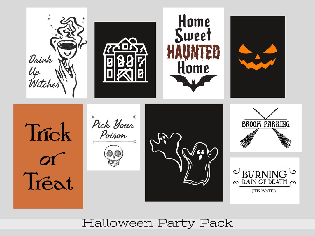 Halloween Party Decor Bundle, Digital Downloads, Printable Art, Spooky ...