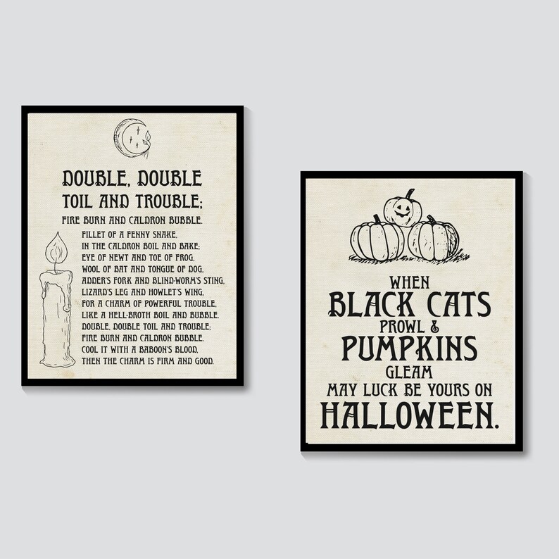Witchy Halloween Poem Art Print Bundle (digital Download) - Etsy