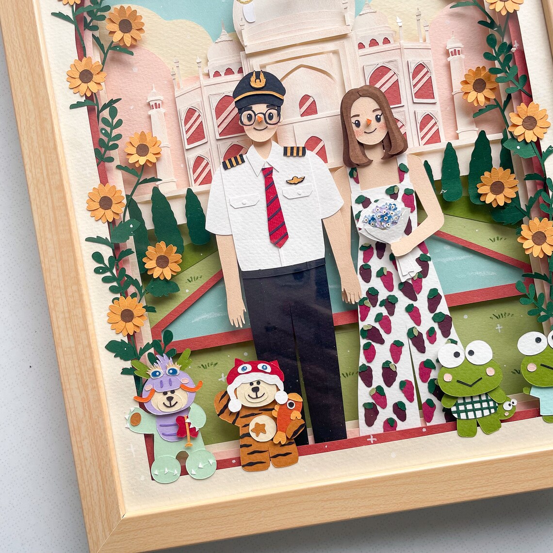 Personalized Paper Cut Portrait With Detailed Background, Couple ...