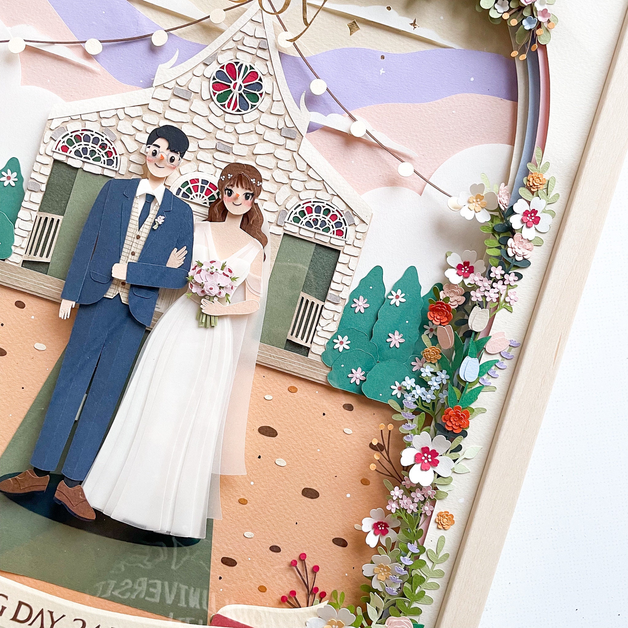 Personalized Paper Cut Portrait With Detailed Background, Couple ...