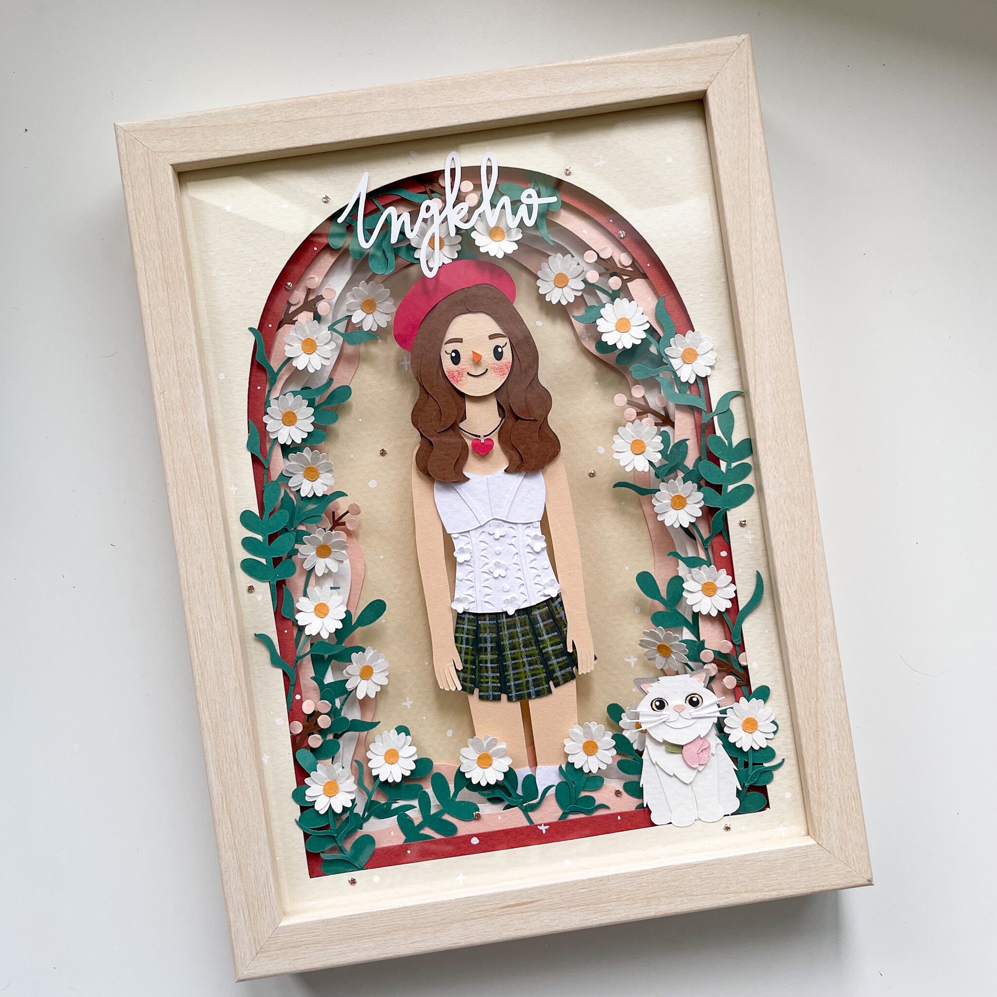 Personalized Paper Cut Portrait With Flower Frame , Couple Illustration ...