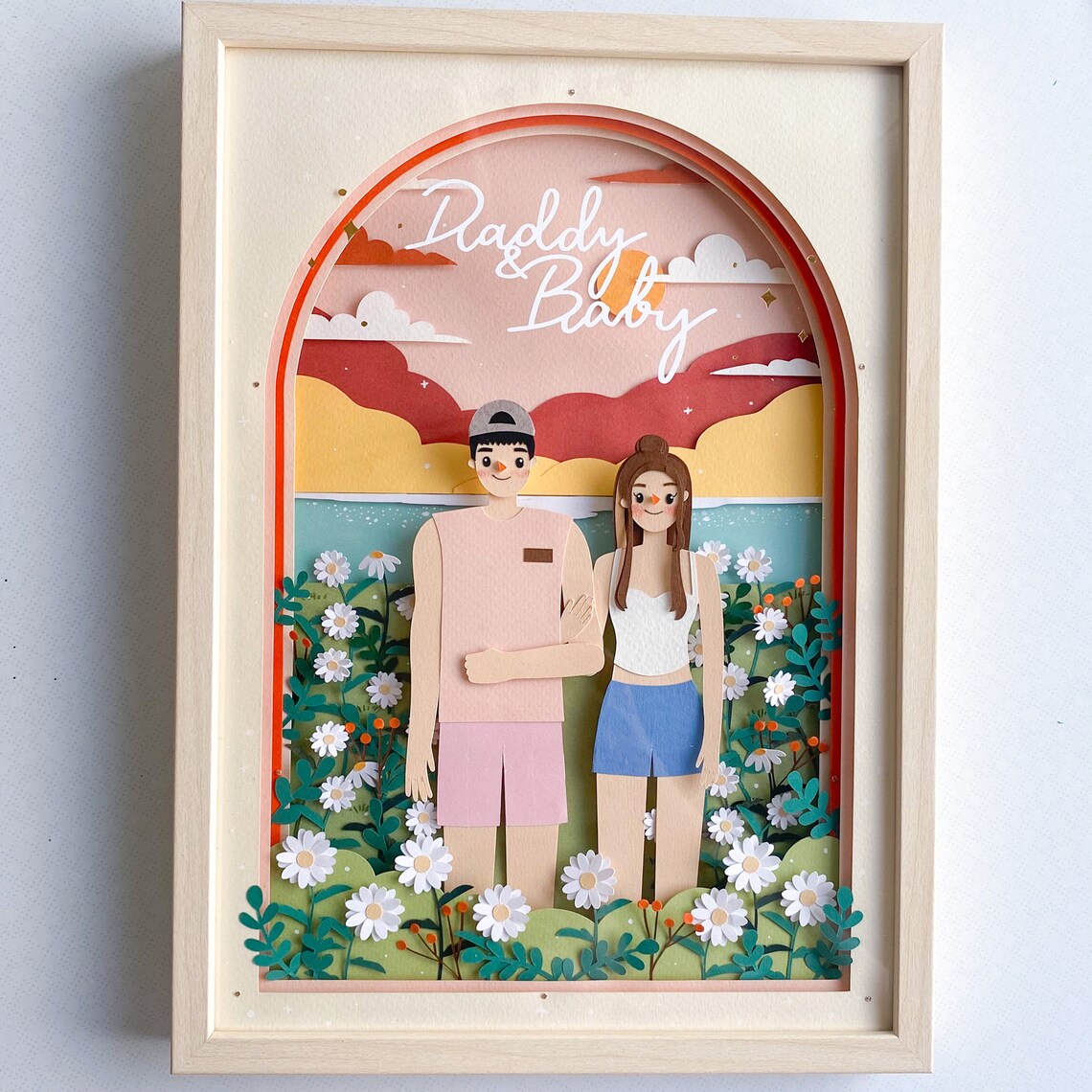Personalized Paper Cut Portrait With Natural Detailed Background, Daisy ...