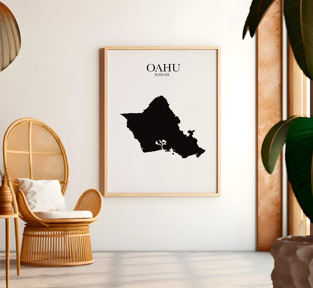 Oahu Hawaii Map, Digital Art, Printable Art, Instant Download ...