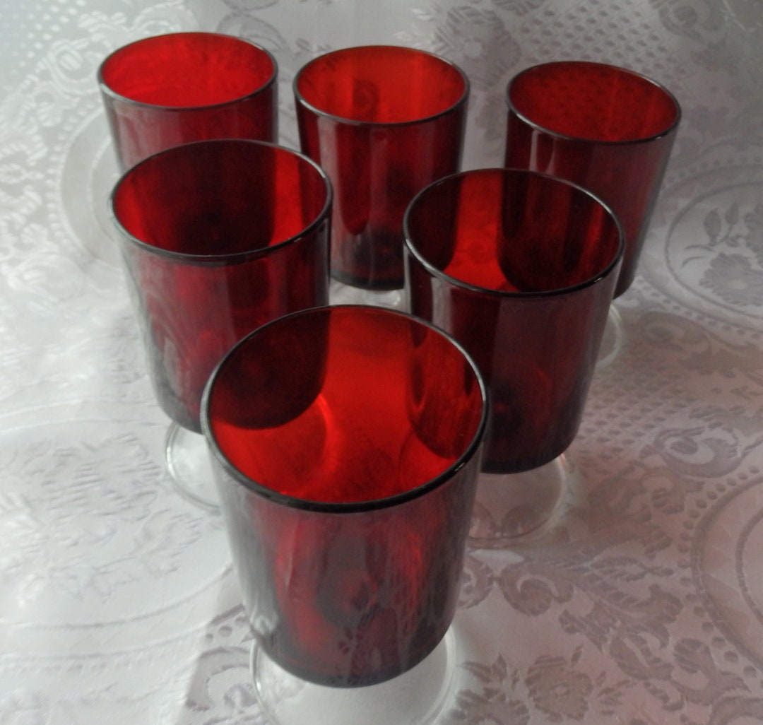 Vintage a Set of 6 French Luminarc Ruby Red Glasses - Etsy