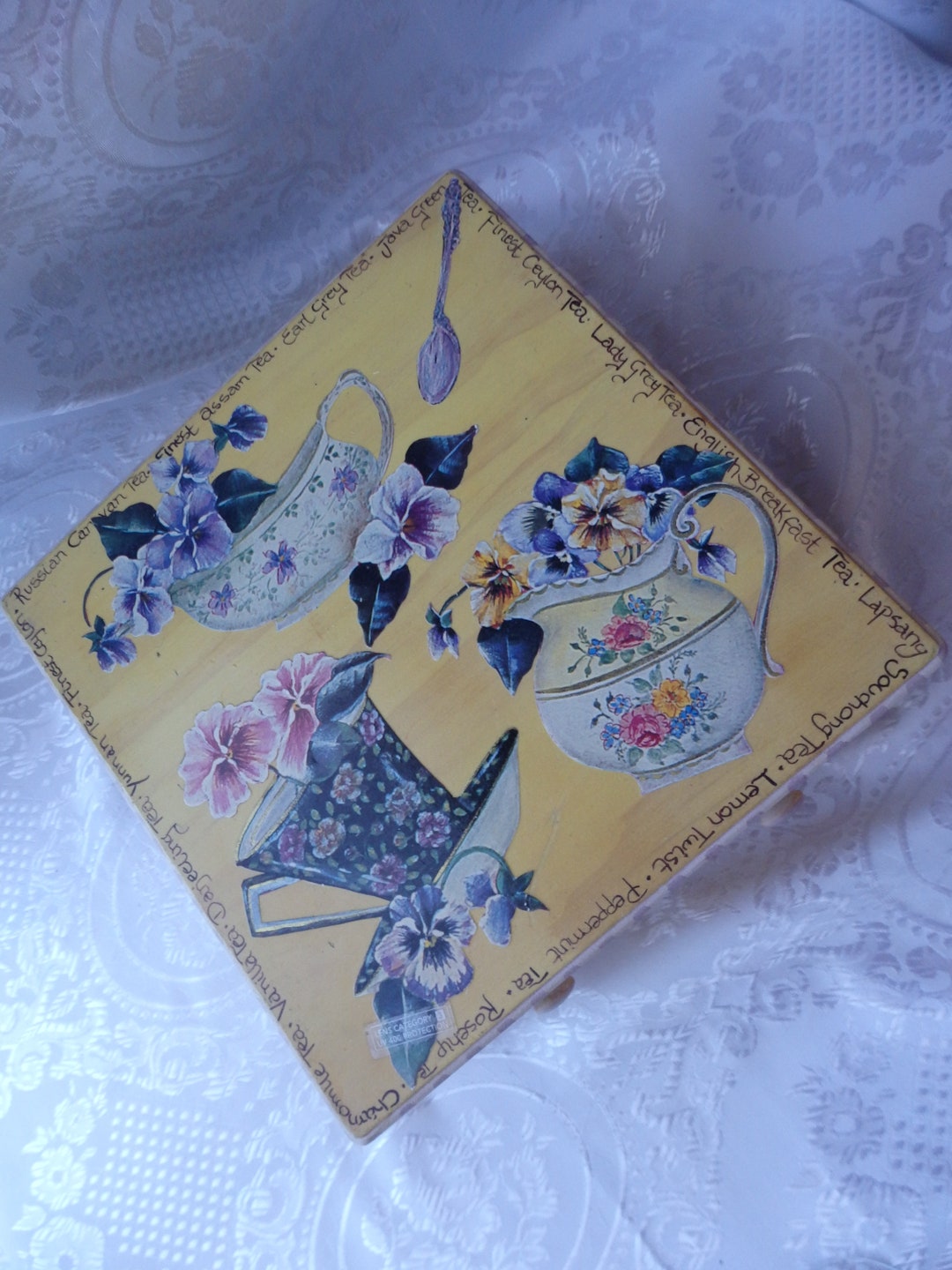 Vintage Tea Box, Decoupage, Tea Storage, - Etsy