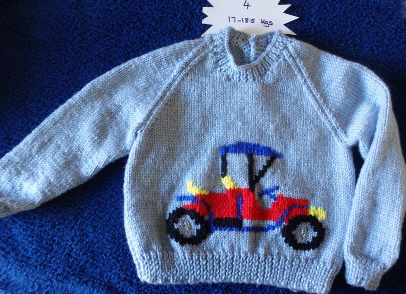 NEW - Hand Knitted Childs Jumper / Sweater Featuring a Vintage Car - Etsy