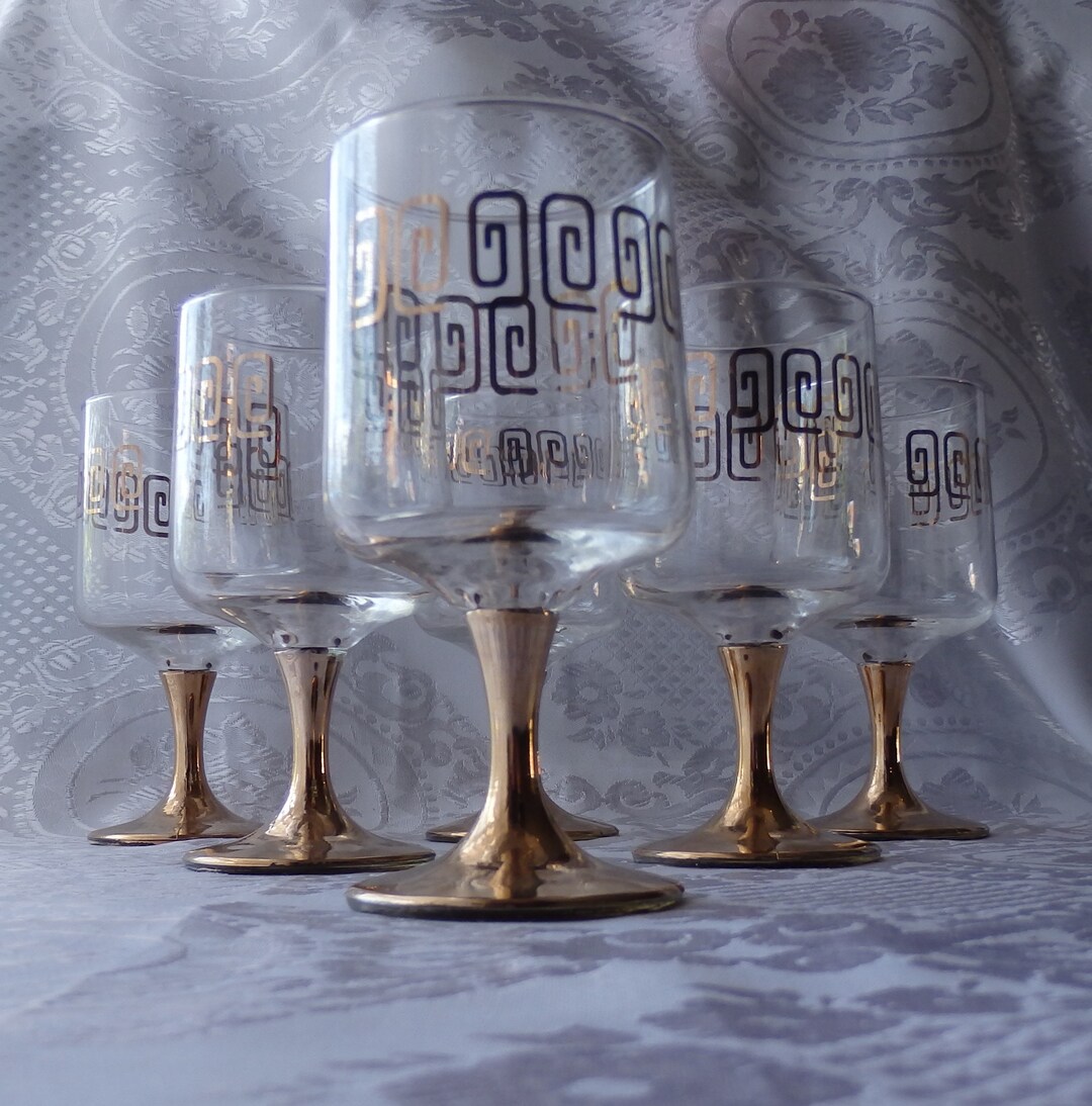 Vintage Crown Crowning Gold Stem Vintage 6 Wine Glasses - Etsy