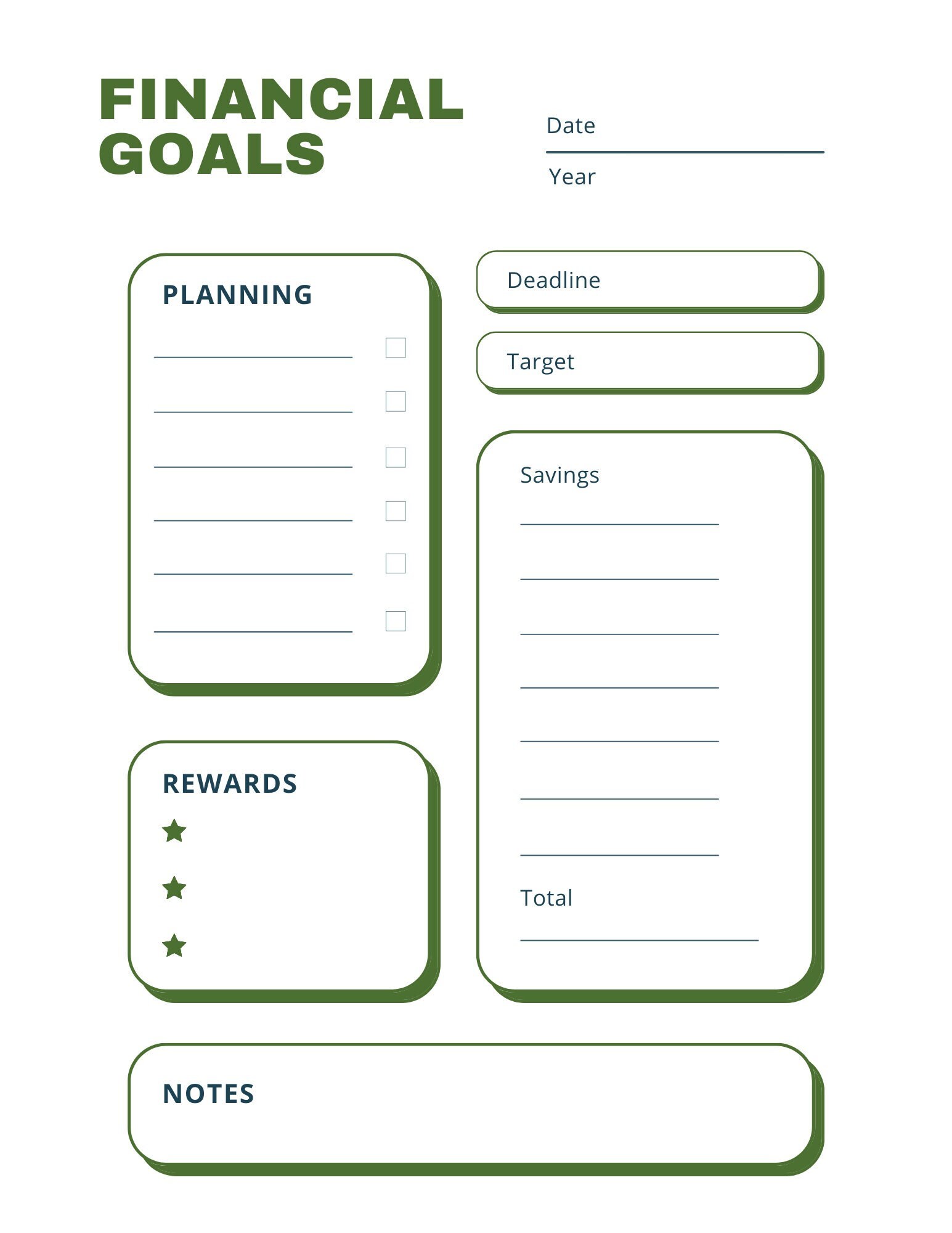 Financial Goals Tracker - Green Printable PDF Download - Etsy